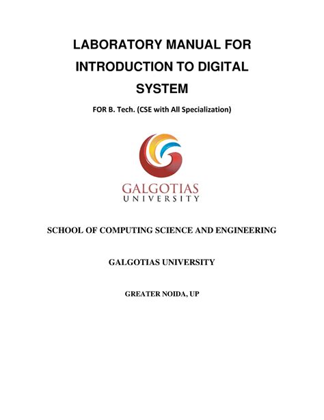 Lab Mannual For Digital Electronics Lab LABORATORY MANUAL FOR IINTRODUCTION TO DIGITAL