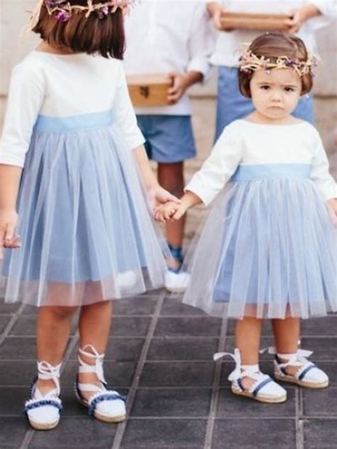 A Line Knee Length Flower Girl Dress Wedding Party Girls Cute Prom