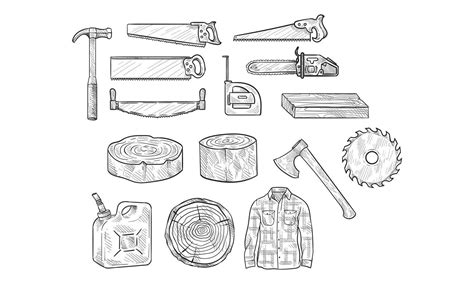 Lumberjack Tools Handdrawn Collection 53638551 Vector Art At Vecteezy