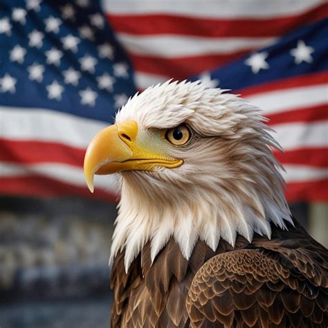 Premium Photo American Bald Eagle On American Flag Freedom And