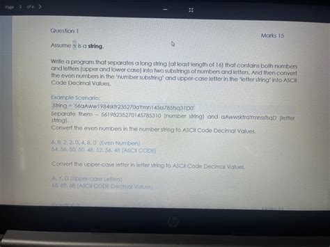 Solved Assume S Is A String Write A Program That Separates Chegg