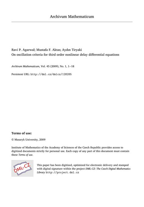 Pdf Oscillation Criteria For Third Order Nonlinear Functional Differential Equations