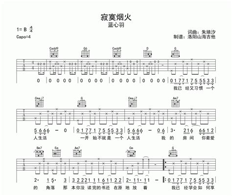 寂寞烟火吉他谱 蓝心羽《寂寞烟火》g调弹唱谱 乐手网