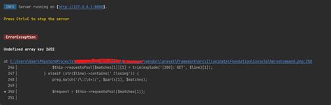 Server Stop Caused By Undefined Array Key · Issue 43433 · Laravel
