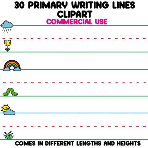 Colorful Handwriting Primary Writing Lines Clipart Personal And