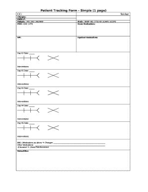 Patient Tracking Form Blank Fillable Template Fill Out Print