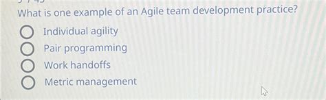Solved What Is One Example Of An Agile Team Development Chegg Com