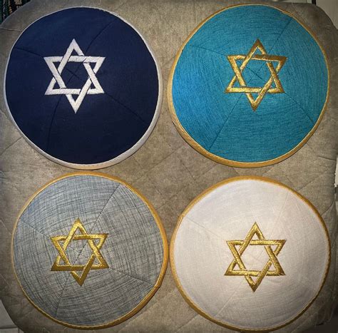 Star Of David Kippah Premium Israeli Kipa With Exquisite Embroidered