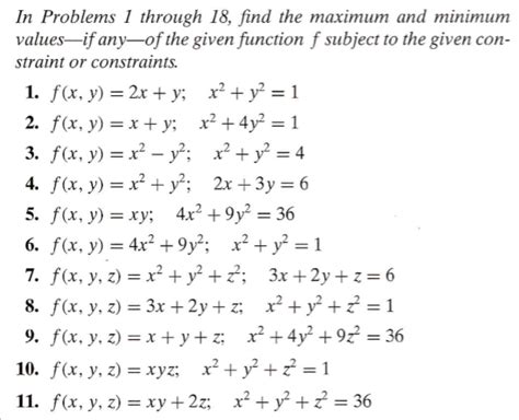 solved in problems 1 through 18 find the maximum and