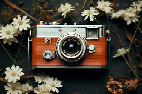 Premium Photo Daisy With A Vintage Camera Emphasizing Nostalgia