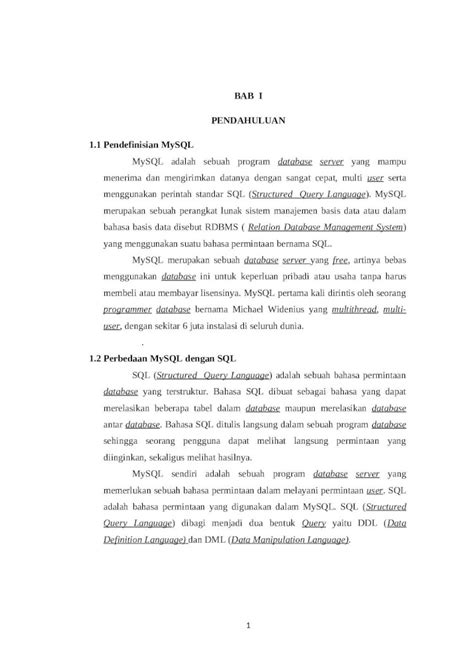 Docx Laporan Praktikum Basis Data Modul I Membangun Database Sql Pada