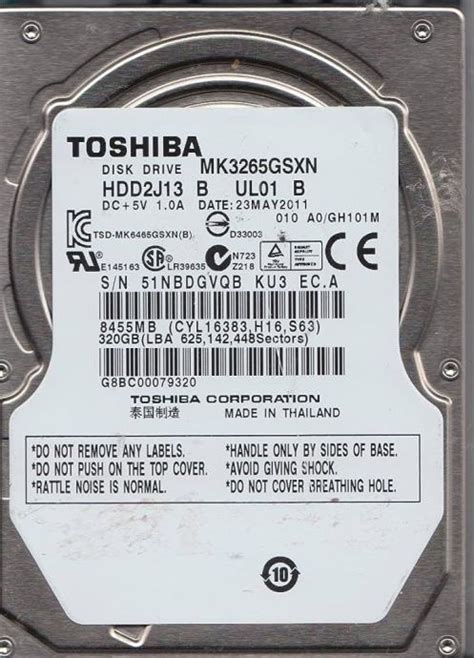GB TOSHIBA MK GSXN SATA HDD