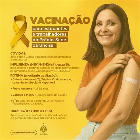 Campanha De Vacinação Da Uncisal Acontece No Dia 1307 Enfermeira Do