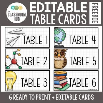 Table Word Cards Editable Freebie By The Classroom Hub TPT