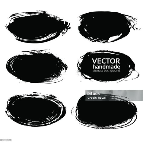 Hitam Oval Abstrak Bertekstur Smear Terisolasi Pada Latar Belakang