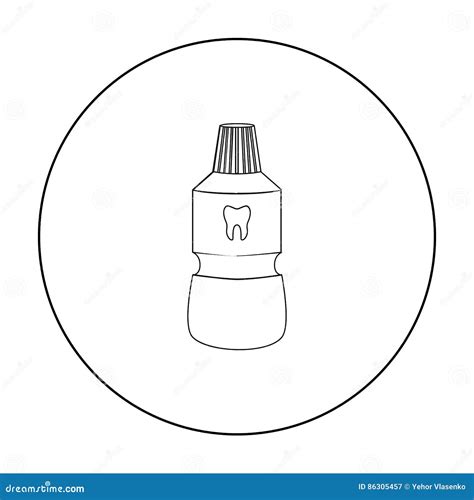 Bottle Of Mouthwash Icon In Outline Style Isolated On White Background