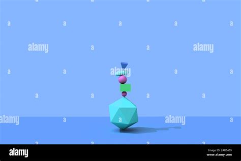 3d Render Abstract Background Falling Geometric Primitive Shapes Colorful Elements Stock