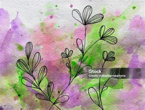 흰색 배경에 수채화 꽃을 그리기 인상주의 스타일 식물학 그림 밝은 색상 예술적 배경입니다 카드 꽃 카드 봄 꽃입니다 0명에 대한