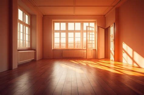 空白の壁を持つインテリア リビング ルームの空の部屋のモダンなミッドセンチュリーとミニマリストのインテリア白い壁と木の床 3 D レンダリング