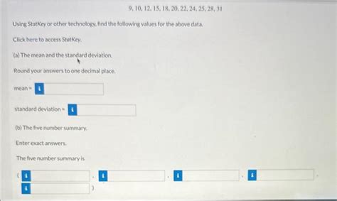 solved using statkey or other technology find the following