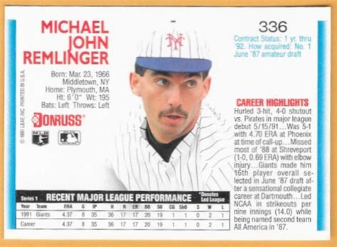 1992 Donruss 336 Mike Remlinger For Sale Online Ebay