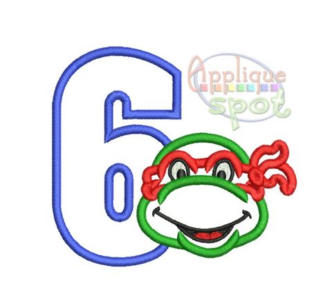 Ninja Turtle Sixth 6th Birthday 6 4x4 5x7 6x10 Applique Etsy