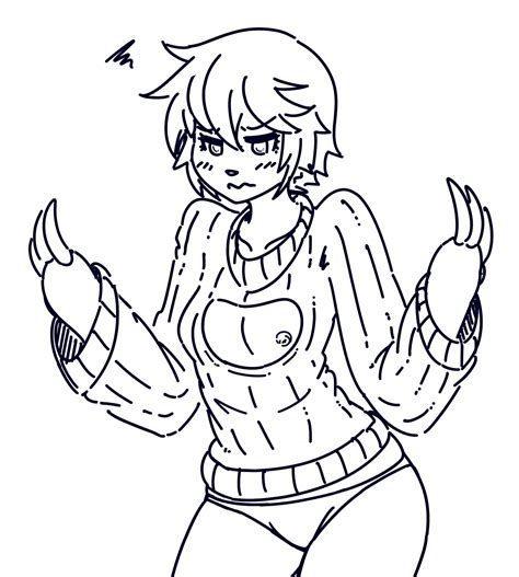 Rule 34 Anarchygalaxy Blush Boobwindow Sweater Breasts Claws Clothing