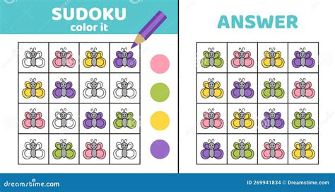 Sudoku Smiling Butterfly Coloring Sudoku With Butterflies Cartoon