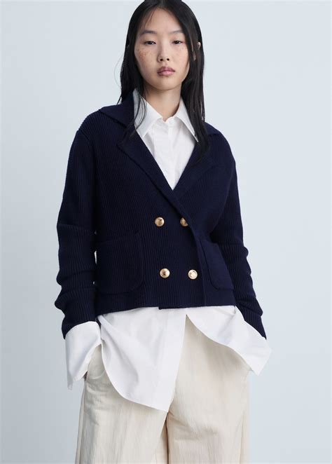 Double Breasted Knitted Jacket Women Mango India