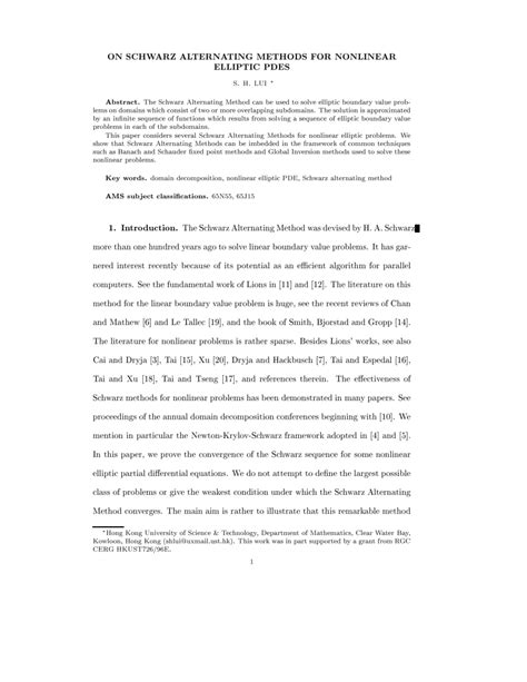 Pdf On Schwarz Alternating Methods For Nonlinear Elliptic Pdes