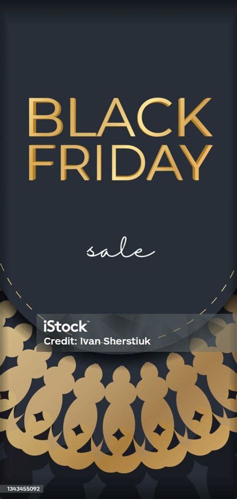 축하 프로모션 템플릿 블랙 프라이데이 세일 다크 블루 빈티지 골드 패턴 개념에 대한 스톡 벡터 아트 및 기타 이미지 개념 금요일 낮 Istock