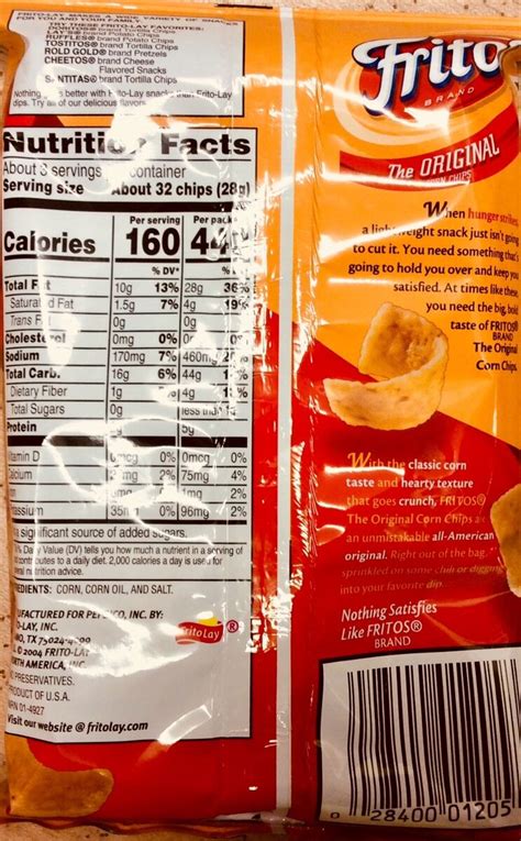 Fritos Nutrition Facts Fritos Lightly Salted Corn Chips 9 25 Oz