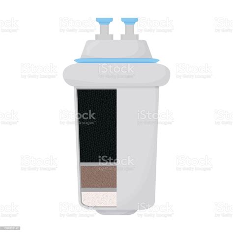 백색 배경에 격리 된 탄소 물 필터 시스템 구조 상세한 디자인 카트리지 여과 제품 가정 생활에 대한 스톡 벡터 아트 및 기타