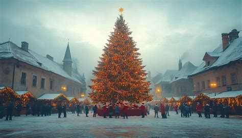 Snowy Christmas Village Night Background Winter Wonderland Wallpaper