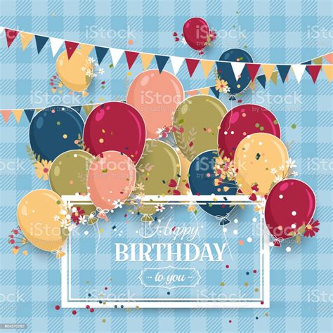 Floral Birthday Greeting Card Stock Illustration Download Image Now