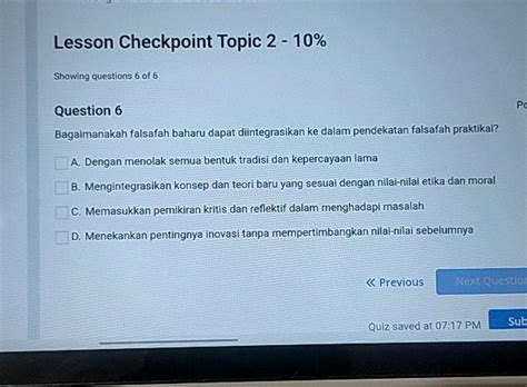 Lesson Checkpoint Topic 2 10 Showing StudyX