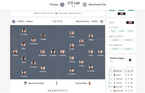 첼시 Vs 맨시티 전 예상 라인업 역대 전적팀 기록 유머움짤이슈 에펨코리아