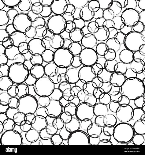 Abstract Grunge Bubbles Seamless Pattern Black Circles Of Different Sizes On White Background