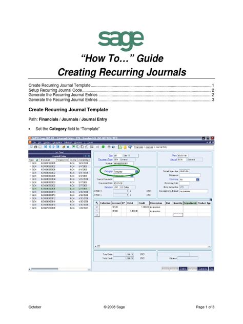 Sage X3 User Guide Htg Creating Recurring Journal Entries Pdf Pdf Finance And Money