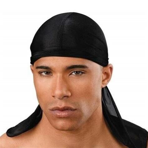 Mens Black Durag Bandana Sports Scarf Head Rap Tie Down Band Biker Cap