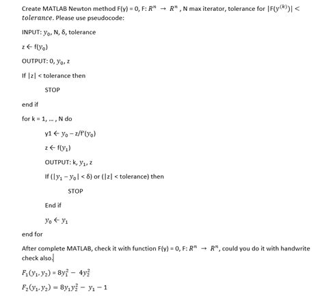 Solved Create MATLAB Newton Method Fly 0 F R Chegg
