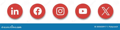 Social Media App Icon Set Linkedin Facebook Instagram Youtube And
