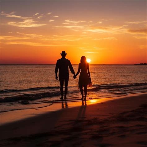 Premium Photo Honeymoon Couple Romantic In Love At Beach Sunset