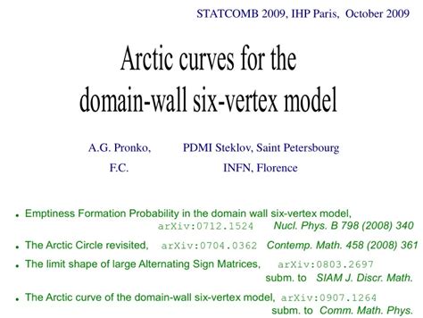 Ppt Arctic Curves For The Domain Wall Six Vertex Model Ag Pronko Powerpoint Presentation
