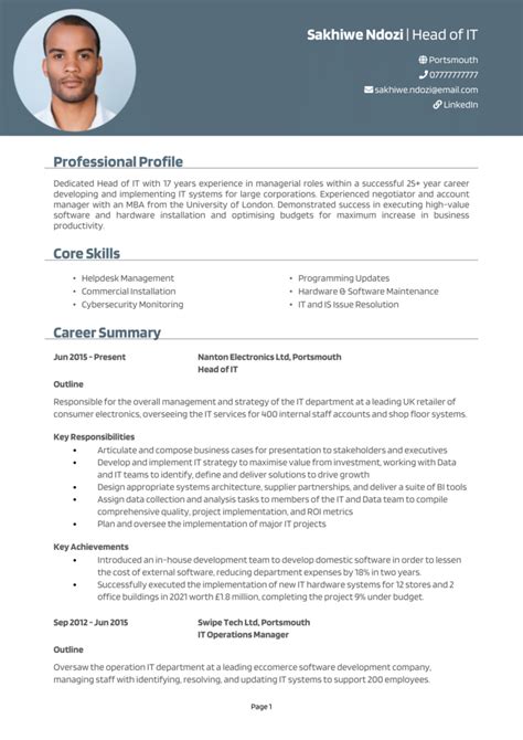 IT Director CV Examples Guide Land A Top Job