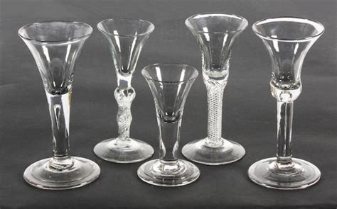 Bonhams Two Airtwist Wine Glasses And Three Others Circa 1750