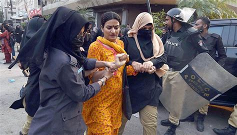 Karachi Protest Cops Suspended For Manhandling Women Demonstrators