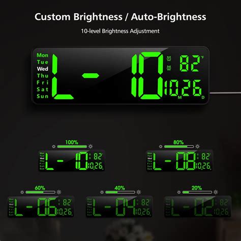 16 Large Digital Wall Clock With Remote Large Display Digital Clock With Time Date Temp Week