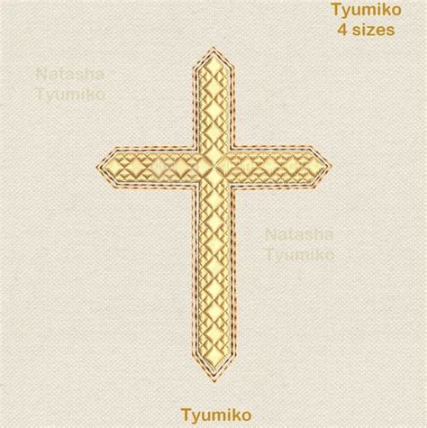 Mini Cross Checkered Embroidery Design Small Religious Cross