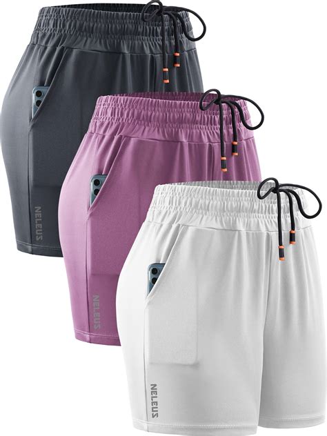 Neleus 2xl Womens Elastic Waist Athletic Running Shorts With Pockets
